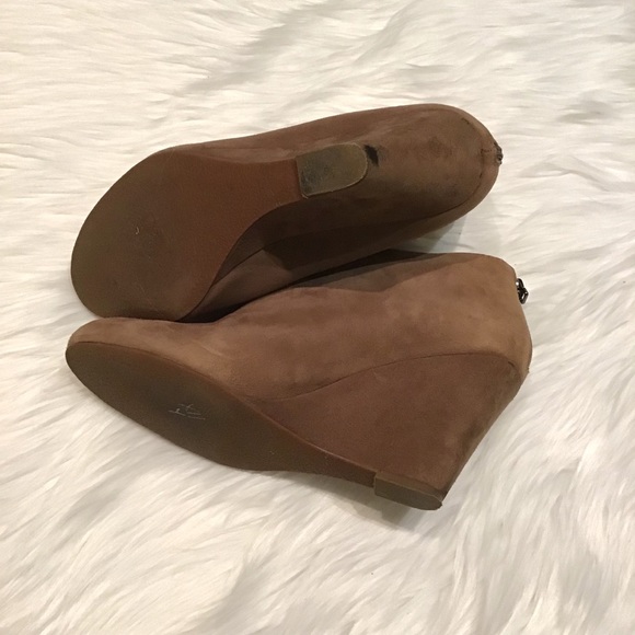 Anne Klein | Shoes | Anne Klein Tan Suede Iflex Wedge Ankle Booties ...